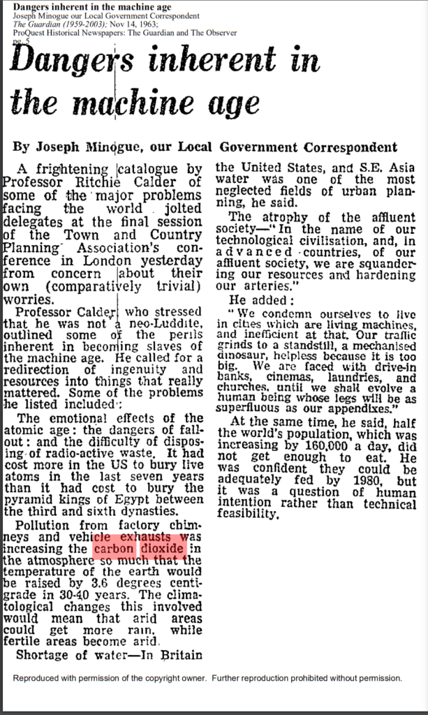 November 13, 1963 - Ritchie Calder warns of trouble ahead because of ...