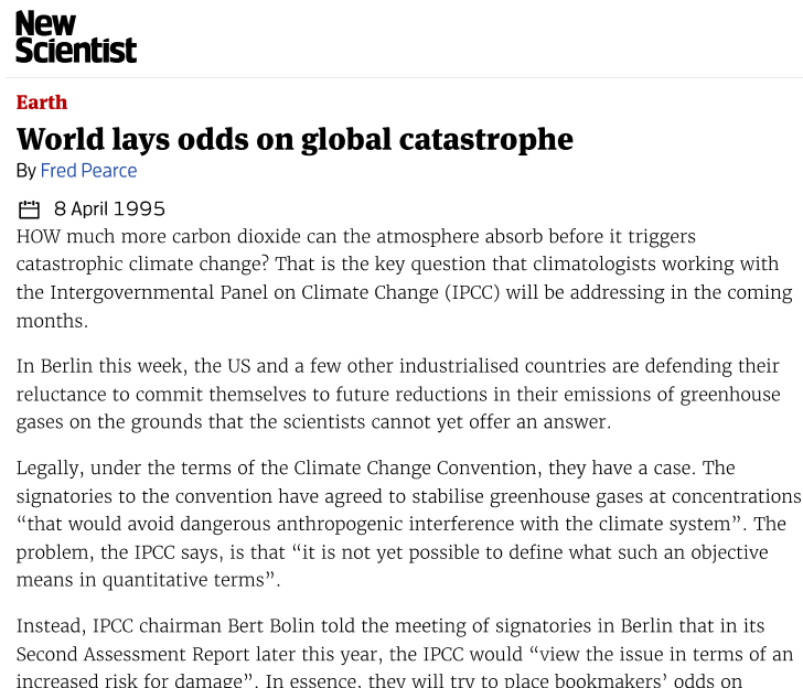 April 8, 1995 - Journo points out the gamble on climate - All Our ...