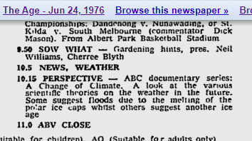 June 22, 1976 - climate truth reaches the provinces (i.e. Adelaide ...